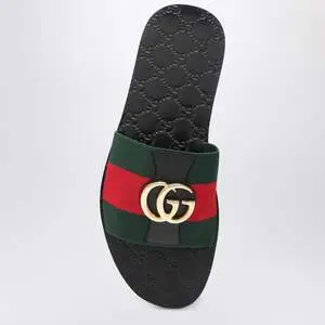 Gucci Leather Riviera Slides With Double G Detail