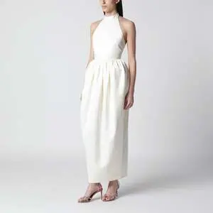 ROTATE BY BIRGER CHRISTENSEN Long Dress With Balloon Skirt - White