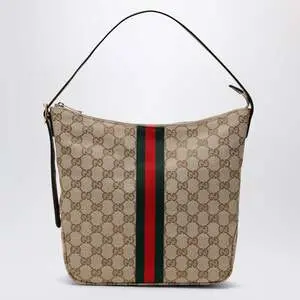 Gucci Medium Lunetta Crossbody Bag In Gg Fabric - Beige