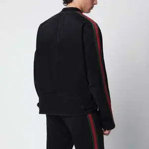 Gucci Cotton Denim Biker Jacket With Web Trim