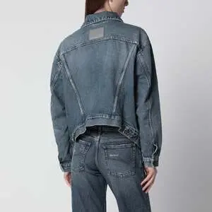 Balenciaga Kick Cotton Denim Jacket In Dirty Vintage - Blue