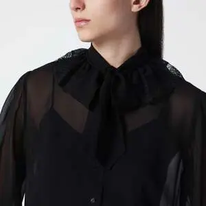 Gucci Silk Georgette Shirt With Lace Trims