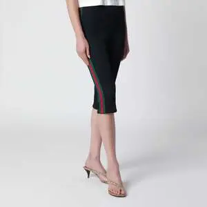 Gucci Ribbed Cotton Jersey Capri Pants With Web Detail