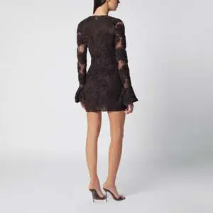 ROTATE BY BIRGER CHRISTENSEN 3d Flower Lace Mini Dress - Brown