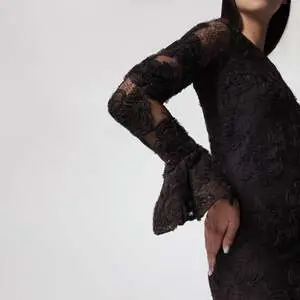 ROTATE BY BIRGER CHRISTENSEN 3d Flower Lace Mini Dress - Brown