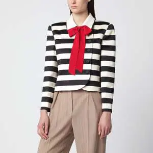 Valentino Garavani Striped Cotton Jacket With Maxi Bow Detail