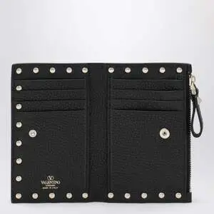 Valentino Garavani Leather Rockstud Zip Card Holder