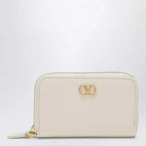 Valentino Garavani Vlogo Signature Zip Wallet Ivory - White