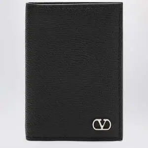 Valentino Garavani Vlogo Grained Leather Card Holder - Black