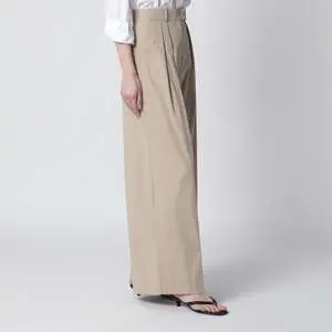 ANINE BING Lou Pleated Wide-leg Trousers - Beige