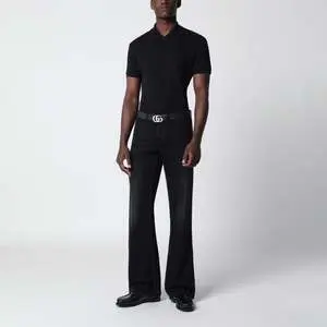 Gucci Gg Jacquard Technical Jersey Polo Shirt - Black