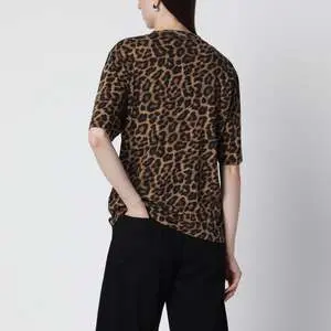 ANINE BING Avi Leopard Print Cotton T-shirt