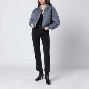 ANINE BING Leon Cropped Bomber Jacket - Grey