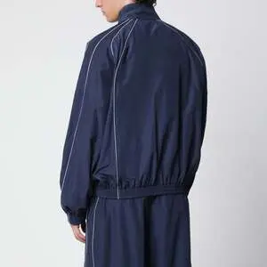 Balenciaga Navy Poplin Track Jacket With Printed Motif