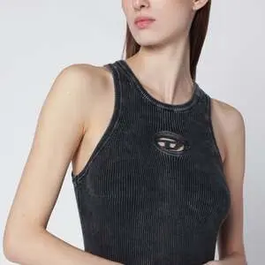 DIESEL® Ribbed Sleeveless Mini Dress With Metallic Logo