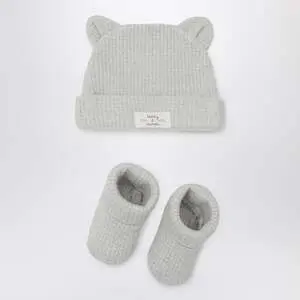 TEDDY & MINOU Two-piece Set With Beanie And Booties - Grey