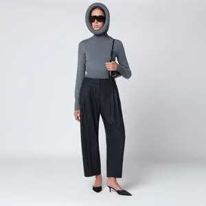Alaïa Gray Wool Sculptural Hooded Sweater