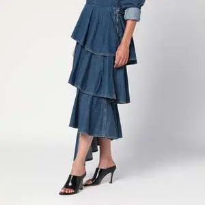 Alaïa Asymmetrical Spiral Denim Midi Skirt