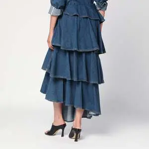 Alaïa Asymmetrical Spiral Denim Midi Skirt
