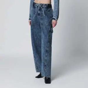 Alaïa Washed Denim Cargo Trousers - Blue