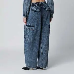 Alaïa Washed Denim Cargo Trousers - Blue