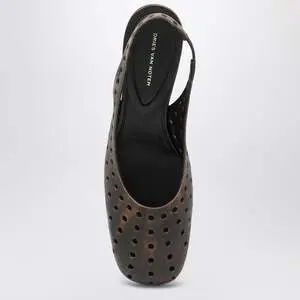 Dries Van Noten Aged Leather Perforated Slingback Shoes