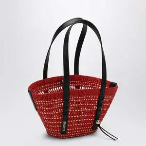 Loewe Small Iraca Palm And Leather Braid Basket Bag