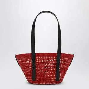 Loewe Small Iraca Palm And Leather Braid Basket Bag