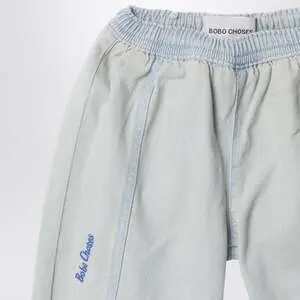 BOBO CHOSES Cotton Denim Trousers With Elasticated Waistband