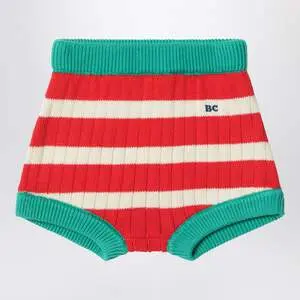 BOBO CHOSES Striped Knit Shorts With Embroidered Logo