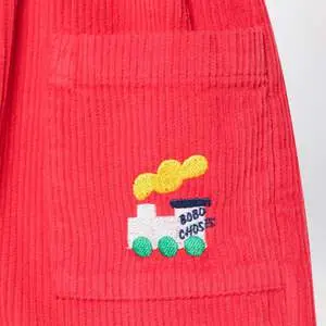 BOBO CHOSES Cotton Corduroy Trousers With Embroidered Detail