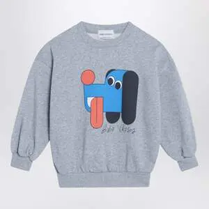 BOBO CHOSES Organic Cotton Crewneck Sweatshirt With Dog Print - Grey
