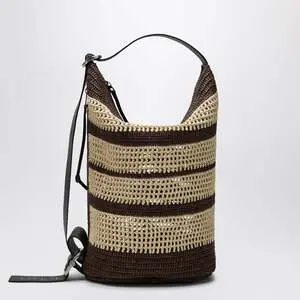 Loewe Loop Striped Raffia Bucket Bag