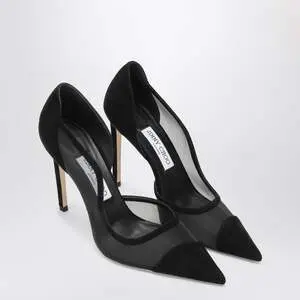 JIMMY CHOO Brigitte Suede And Mesh Pointed-toe Pumps