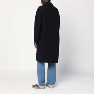Harris Wharf London Navy Virgin Wool Single-breasted Coat