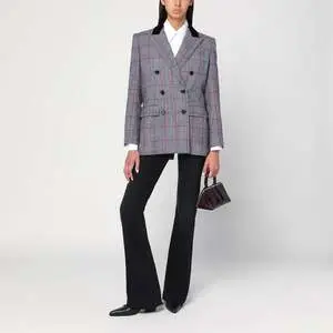 Chloé Double-breasted Checkered Virgin Wool Blazer