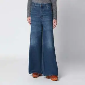 Chloé Flared Jeans In Washed Midnight Denim