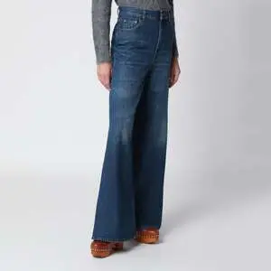 Chloé Flared Jeans In Washed Midnight Denim