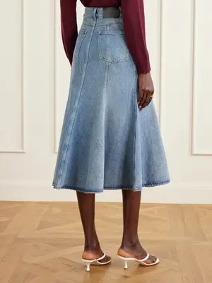 Erdem Embroidered Denim Midi Skirt
