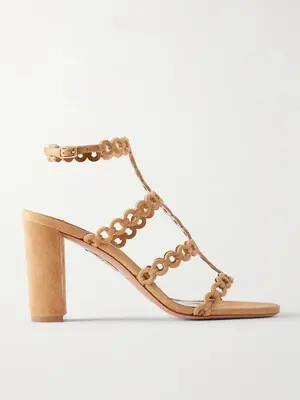 AQUAZZURA Infinity Chain 85 Suede Block Heel Sandals