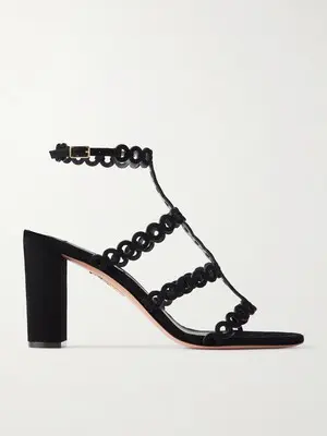 AQUAZZURA Infinity Chain 85 Suede Block Heel Sandals