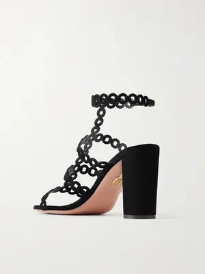 AQUAZZURA Infinity Chain 85 Suede Block Heel Sandals