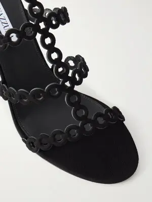 AQUAZZURA Infinity Chain 85 Suede Block Heel Sandals
