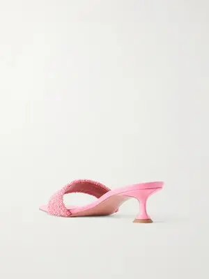 Amina Muaddi Andreea 45 Raffia Mules - Pink