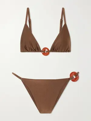 SARA CRISTINA Embellished Bikini - Brown
