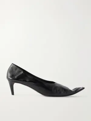 Khaite Marlene Glazed Leather Pumps - Black