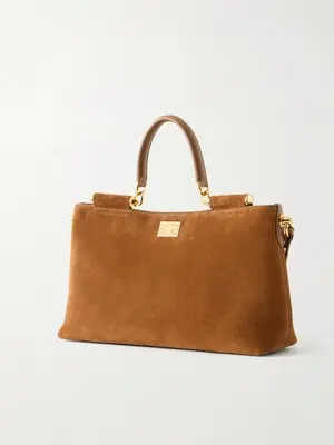 Dolce & Gabbana Vittoria Suede Tote With Leather Trim - Brown