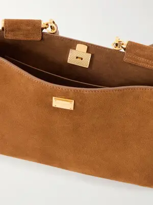 Dolce & Gabbana Vittoria Suede Tote With Leather Trim - Brown