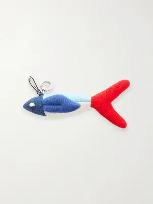 THE ELDER STATESMAN Fish Patchwork Knitted Cashmere Keychain - Multi