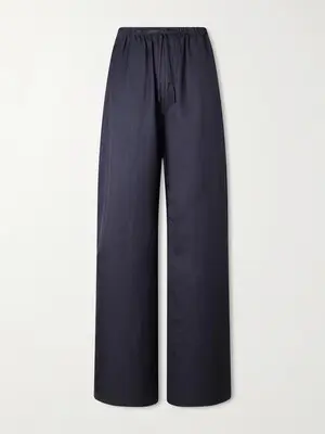 LESET Daniel" Satin Wide-leg Pants - Blue